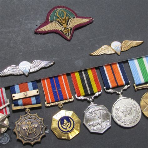 Sadf Border War Medal And Badges Display Of Paratrooper Van Der Merwe