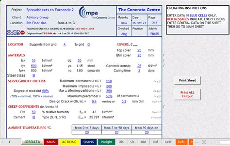 RIGOROUS ONE WAY SOLID RC SLAB DESIGN To EN Excel Sheets