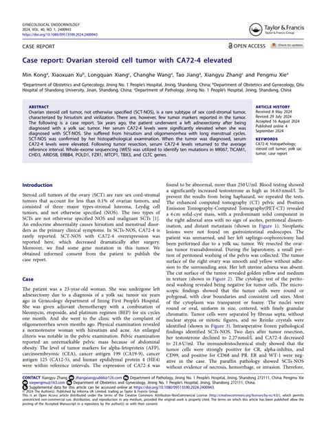 Pdf Case Report Ovarian Steroid Cell Tumor With Ca72 4 Elevated