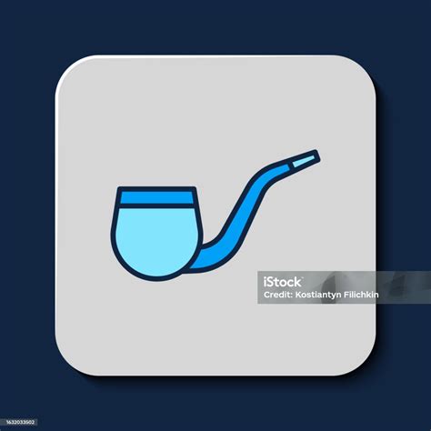 채워진 윤곽선 파란색 배경에 분리된 파이프 흡연 아이콘이 없습니다 담배를 피우지 마십시오 파이프 벡터 가득 찬에 대한 스톡 벡터