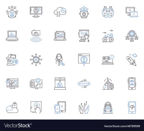 Robotics Industry Line Icons Collection Royalty Free Vector