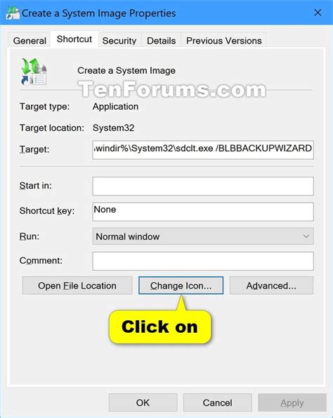 Make Create A System Image Shortcut In Windows Tutorials