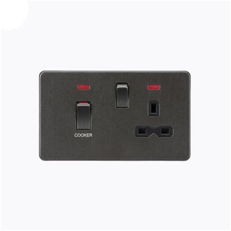 45A DP Switch And 13A Switched Socket With Neons Smoked Bronze Evolution Electronics