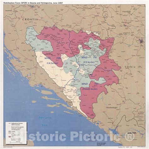 Historic 1997 Map Stabilization Force Sfor In Bosnia And