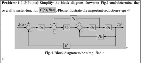 Solved Problem 1 15 Points Simplify The Block Diagram Chegg Com