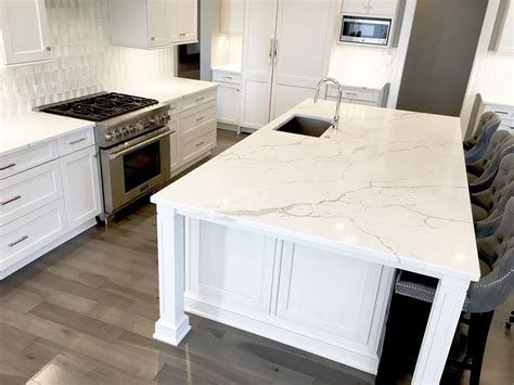 Awesome White Quartz Countertops Kitchen Slim Wooden Trolley