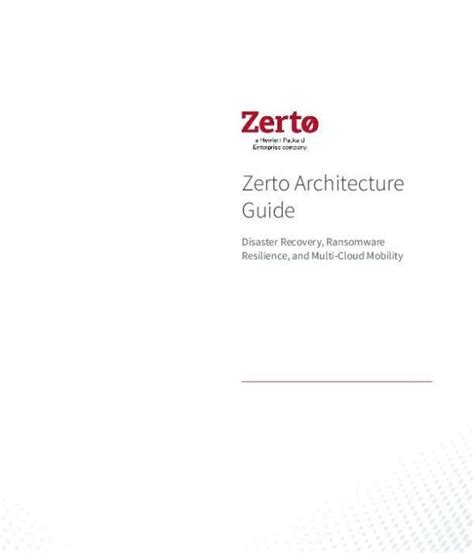 Zerto Platform Architecture Guide For Cloud Migration Martin Jerome