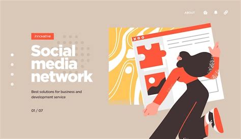 소셜 미디어 마케팅의 방문 페이지 템플릿 프리미엄 벡터