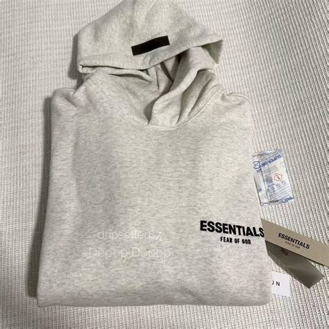 Essentials Light Oatmeal Hoodies Xs Size Depop