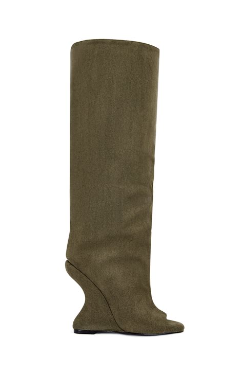 Azalea Wang Womens Vincent Olive Faux Suede Peep Toe Wedge Heels Pacsun