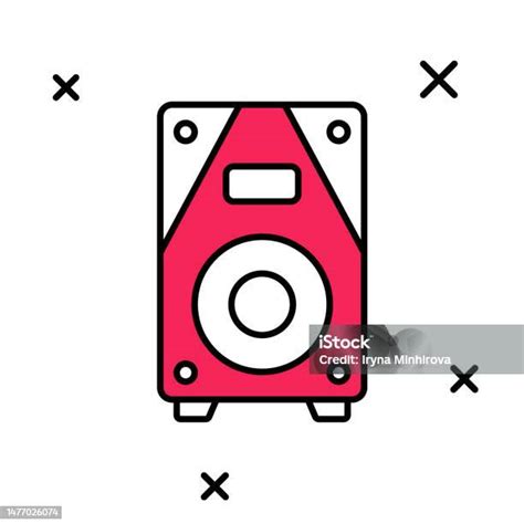 흰색 배경에 격리 된 윤곽선 스테레오 스피커 아이콘 사운드 시스템 스피커 음악 아이콘입니다 음악 기둥 스피커베이스 장비 벡터