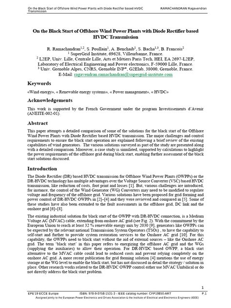 On The Black Start Of Offshore Wind Power Plants With Diode Rectifier