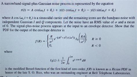 A Narrowband Signal Plus Gaussian Noise Process Is
