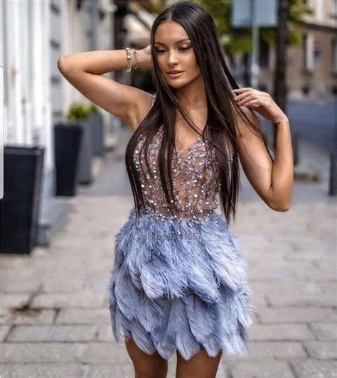 Къса бална рокля с пера Xs S M L Xl Xxl Xxxl Рокля Дамско син Облекло София Уникален