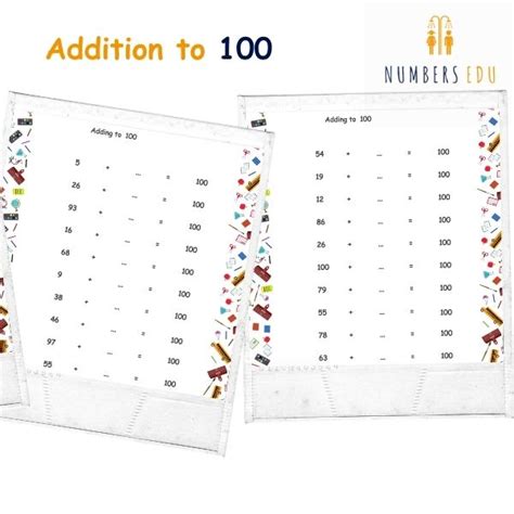 Addition Worksheets Sums Up To 100 Adding Up To 100 Addition To