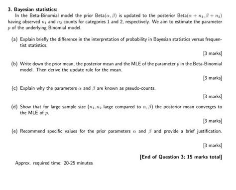 Solved 3 Bayesian Statistics In The Beta Binomial Model