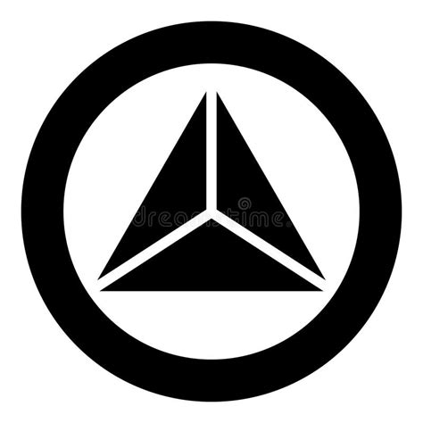 Pyramid Shape Triangle View From Above Sacred Geometry Icon In Circle Round Black Color Vector