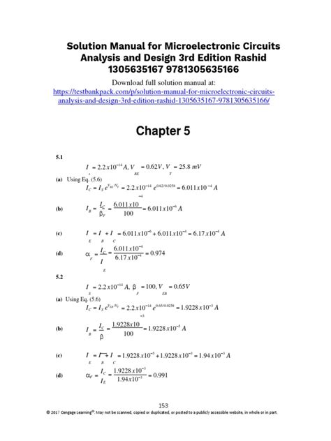 Microelectronic Circuits Analysis And Design 3rd Edition Rashid Solutions Manual 1 Download