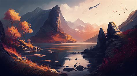 산 정상 자연 장엄한 그림 배경 산 정상 강 삽화 배경 일러스트 및 사진 무료 다운로드 Pngtree