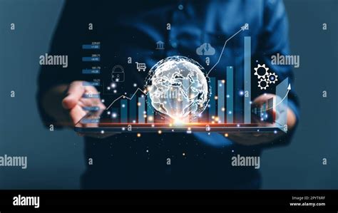 Big Data Analytics And Business Intelligence Concept Business Person Holding Global Network