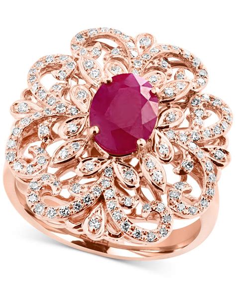 Effy Collection Amoré By Effy® Certified Ruby 1 38 Ct Tw And Diamond 38 Ct Tw