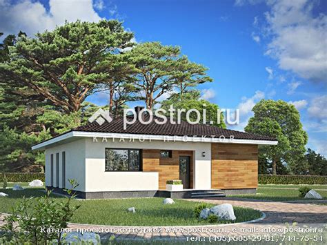 G-111-1P проект одноэтажного коттеджа из пенобетона размером 12 на 12 и ...