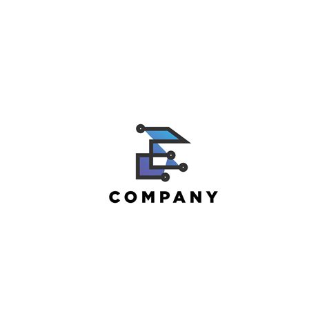 Letter E Technology Logo Bio Tech Connect Dots Science Technology Logo