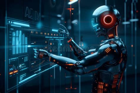 Futuristic Ai Robot Using Digital Interface Modern Technology Advanced Robotics High Tech