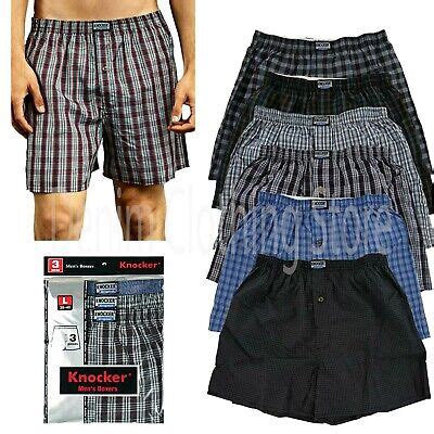 3 6 Pack Mens Boxer Trunks Plaid Shorts Underwear Poly Cotton Blend S