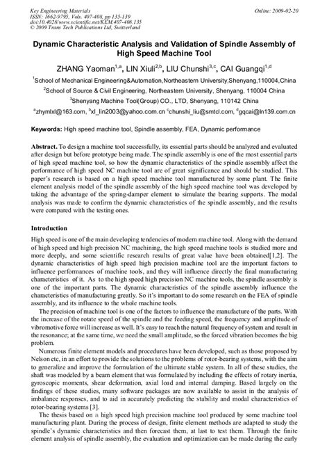 Dynamic Characteristic Analysis And Validation Of Spindle Assembly Of