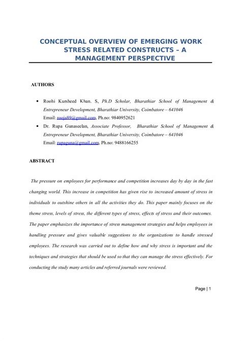 pdf conceptual overview of emerging work stress related constructs dokumen tips