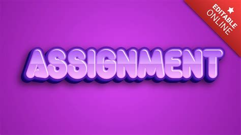 assignment editable 3d purple gradient text effect generator