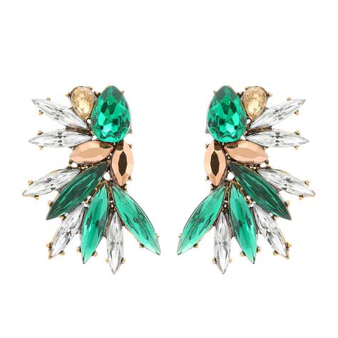Emerald Cluster Luxury Peacock Style Earrings Stylish Looks