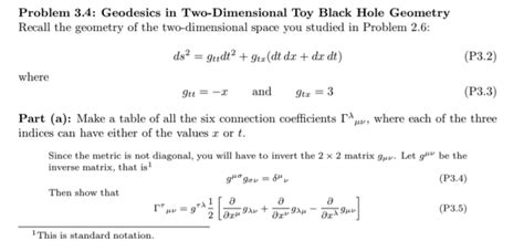 solved problem 3 4 geodesics in two dimensional toy black