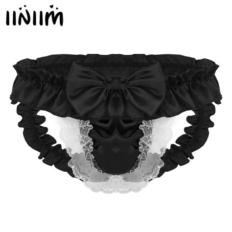 Mens Lingerie Gay Panties Sissy Open Butt Sexy Underwear Men Male Soft Satin Crotchless Low Rise