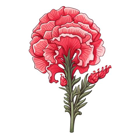 Premium Vector Cockscomb Flower Vector Clipart White Background