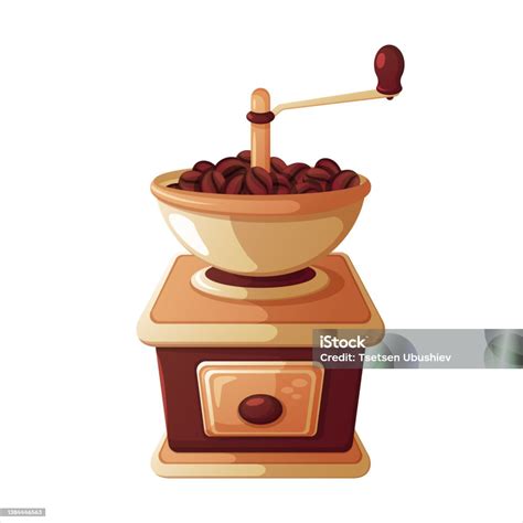 흰색 배경에 만화 수동 커피 분쇄기 0명에 대한 스톡 벡터 아트 및 기타 이미지 0명 강판에 갈기 검은색 Istock