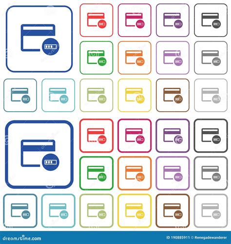Verifying Credit Card Outlined Flat Color Icons Stock Vector Illustration Of Money Process