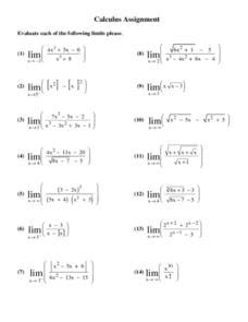 Calculus Assignment Limits Worksheet For Th Higher Ed Worksheets Library