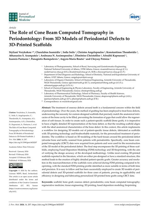 Pdf The Role Of Cone Beam Computed Tomography In Periodontology From 3d Models Of Periodontal