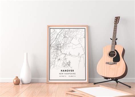 Hanover Map Print Poster Canvas New Hampshire Map Print Poster Canvas
