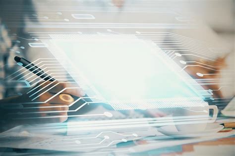 Premium Photo Double Exposure Of Data Theme Sketch Drawing Over