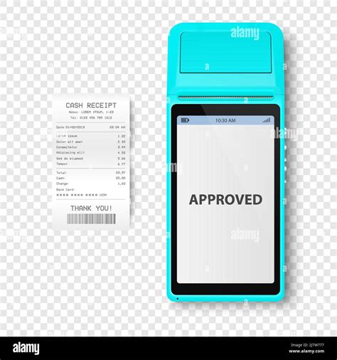 Vector 3d Nfc Payment Machine With Approved Status Paper Check Receipt Isolated Wi Fi