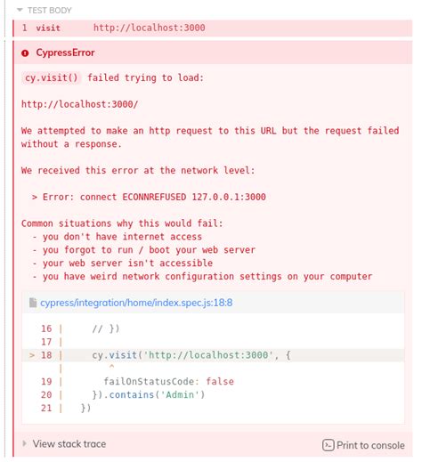 Vite Devserver Is Refusing Connections Made Through Cypress Test Runner