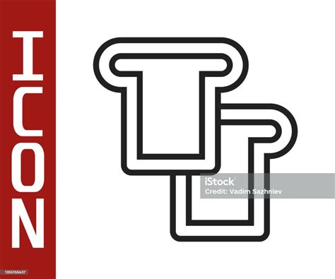 흰색 배경에 고립 된 구운 크루톤 아이콘의 샌드위치 조각을위한 블랙 라인 빵 토스트 점심 저녁 아침 식사 간식 벡터 건강한 생활방식에 대한 스톡 벡터 아트 및 기타 이미지