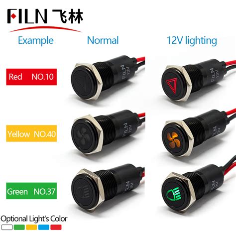 10mm 12v Custom Symbol Indicator Light With Wire Indicatorlight