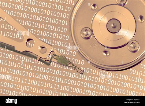 Computer Hard Disk Drive With Binary Numbers Stock Photo Alamy