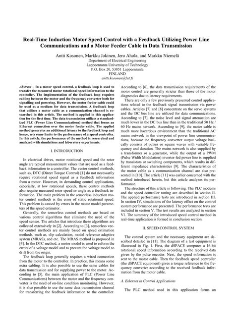 Pdf Real Time Induction Motor Speed Control With A Feedback Utilizing Power Line
