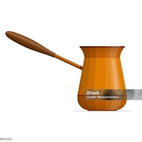 흰색 배경에 고립 된 커피 세즈브 난로에 커피를 만들기위한 손잡이가있는 그릇 터키요리커피 손으로 그린 커피 메이커 커피팟 이브릭