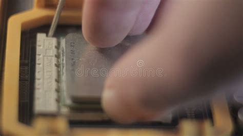 Installing A Computer Processor In The Socket The Male Hand Stock Footage Video Of Laboratory